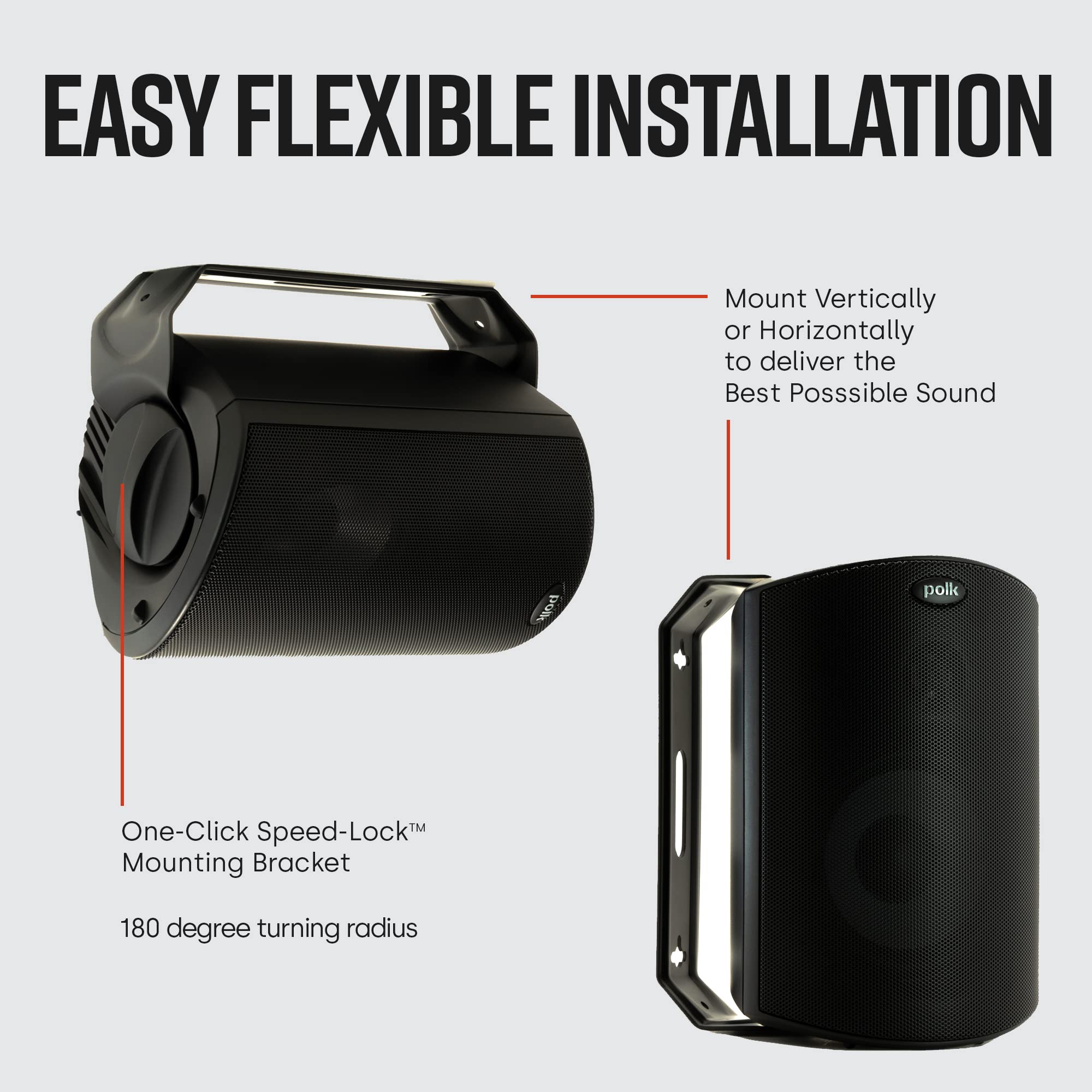 Polk Audio Atrium 5 Outdoor Speakers with Powerful Bass (Pair, Black), All-Weather Durability, Broad Sound Coverage, Speed-Lock Mounting System