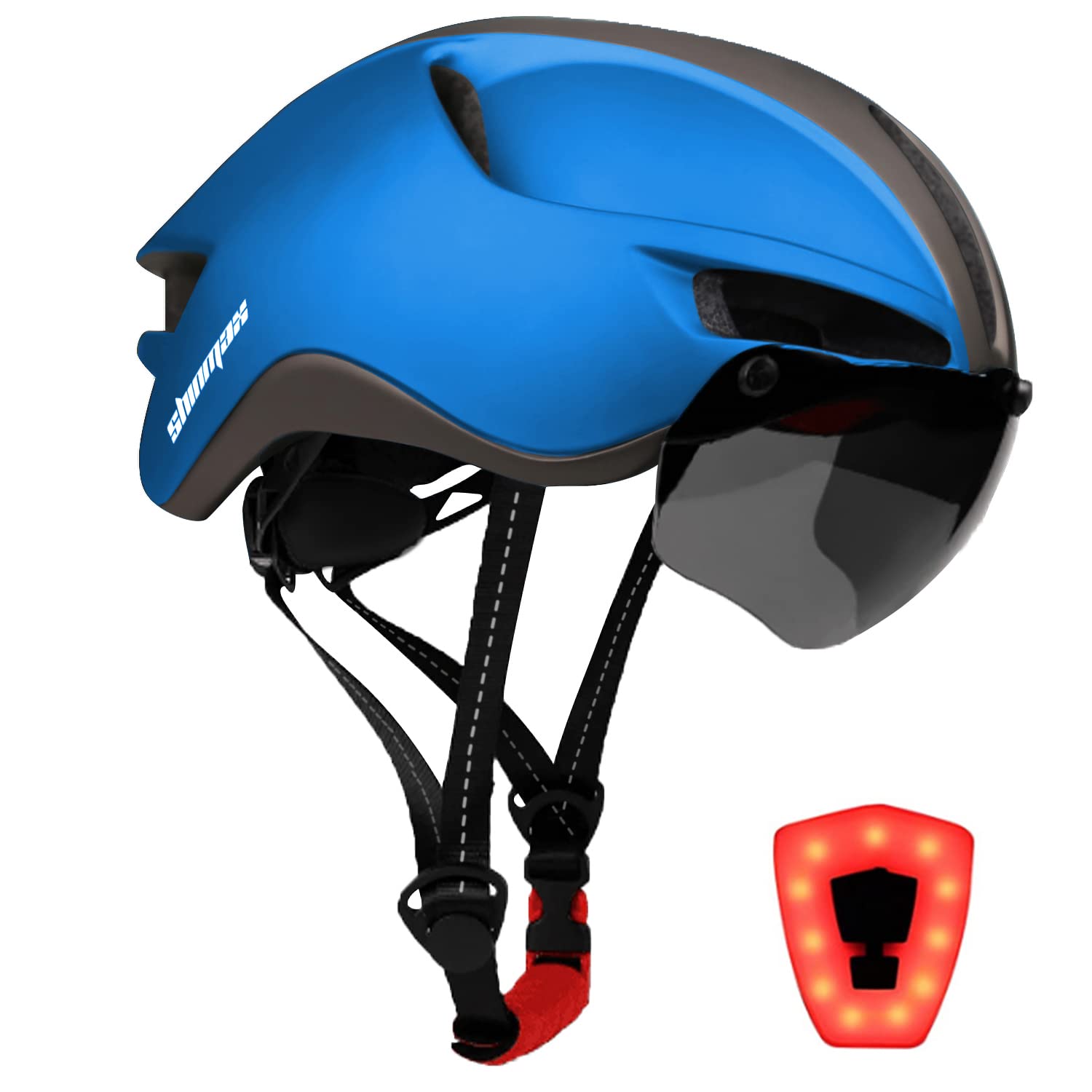 Shinmax Adult Bike Helmet,Bicycle Helmet with Removable Magnetic Goggles & USB Rechargeable Light Specialized Road Mountain Bike Helmet Adjustable Size Ultralight Cycling Helmet Men Women SM-T88