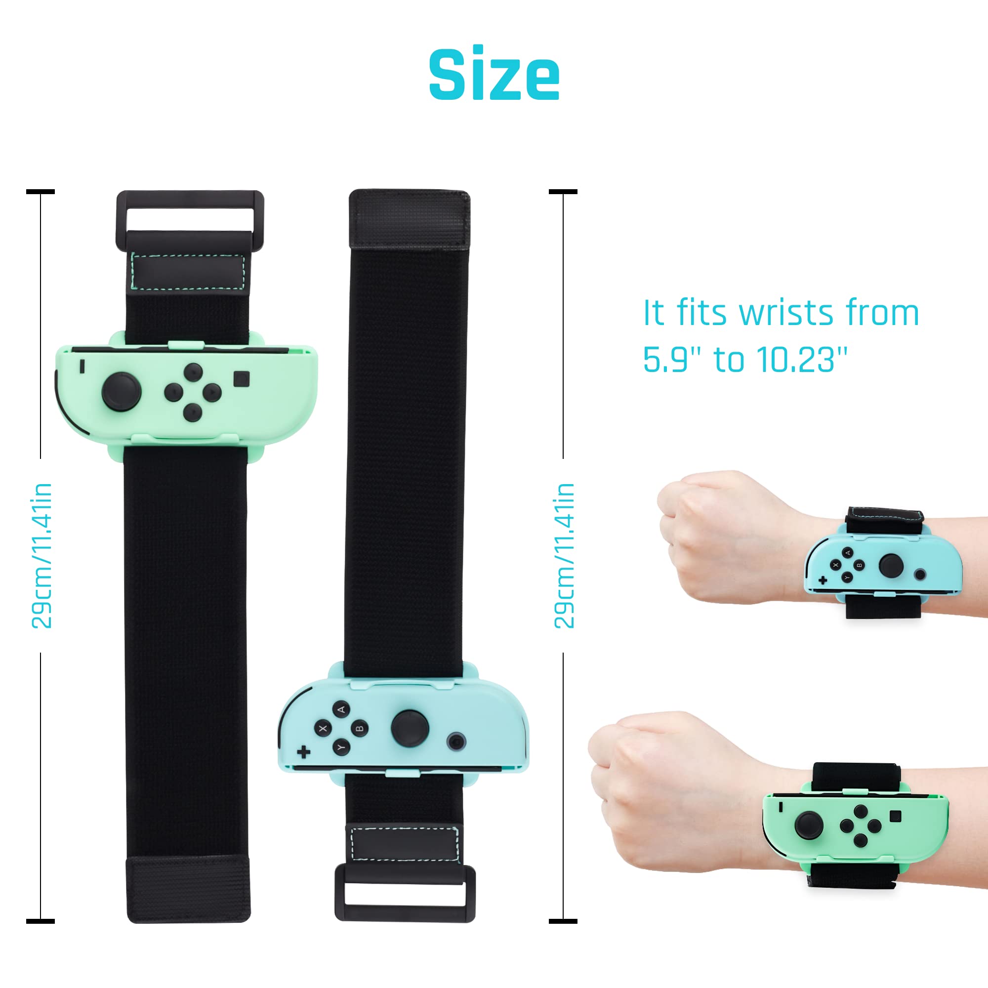 Wrist Bands for Dance 2024/2023/2022/2021/2020, FANPL Adjustable Elastic Straps for Nintendo Switch & Switch OLED Joycon Controller, 2 Pack Switch Dance Game Accessories for Animal Crossing Blue Green