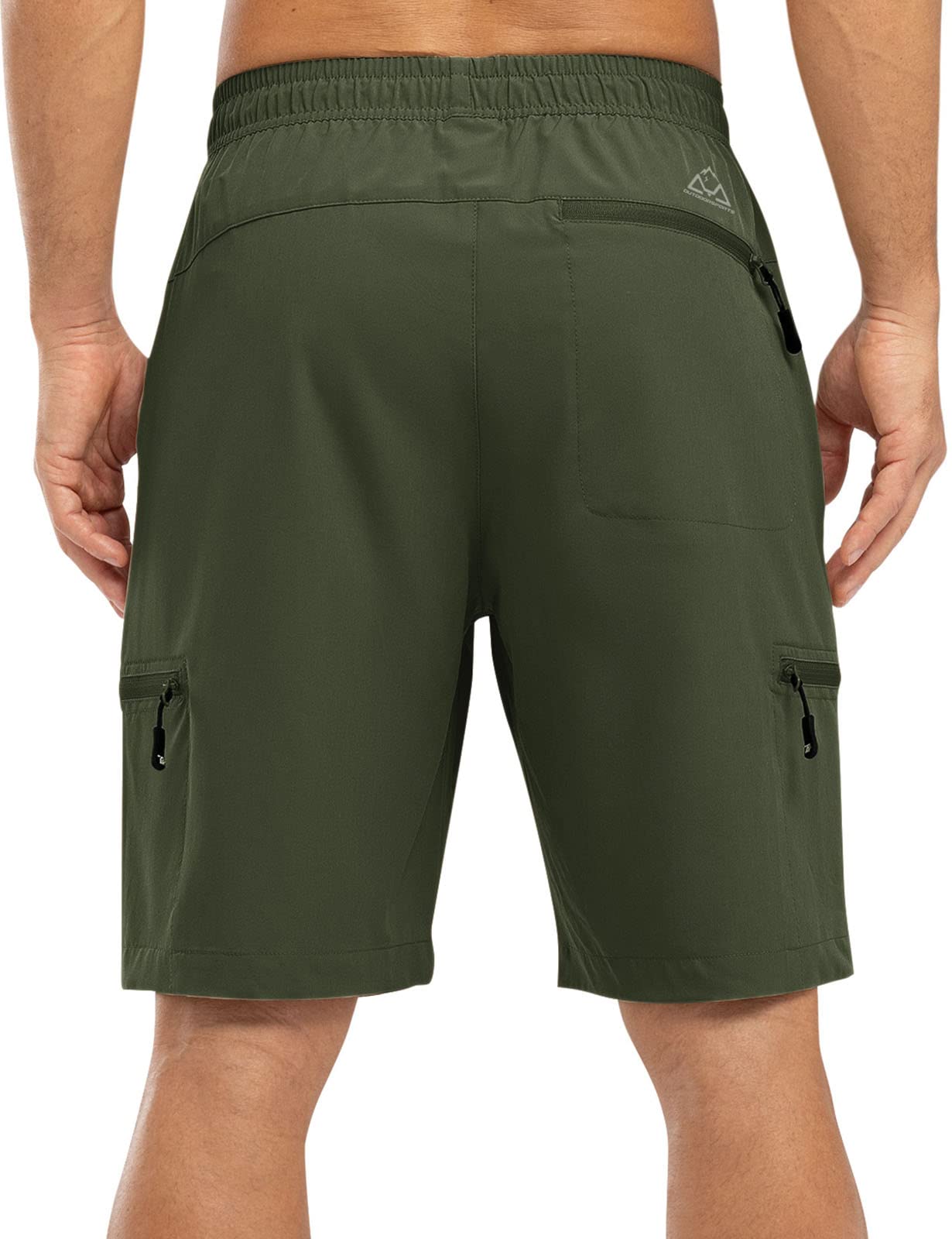 Rdruko Men's Outdoor Hiking Shorts Water Resistant Stretch Cargo Shorts for Men Camping Athletic Shorts with Pockets,Army green,L