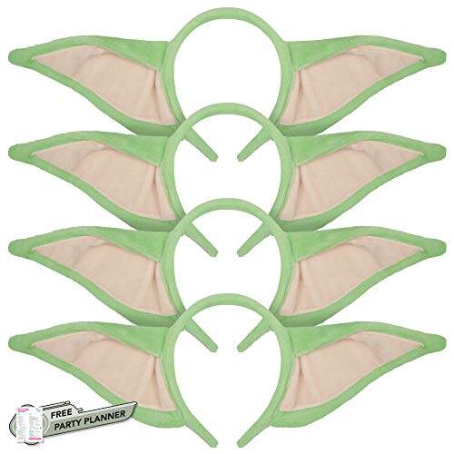 Unique Mandalorian Felt Baby Yoda Ear Party Accessories | 4 Count | Kid's Birthday Party, Movie Event, Halloween