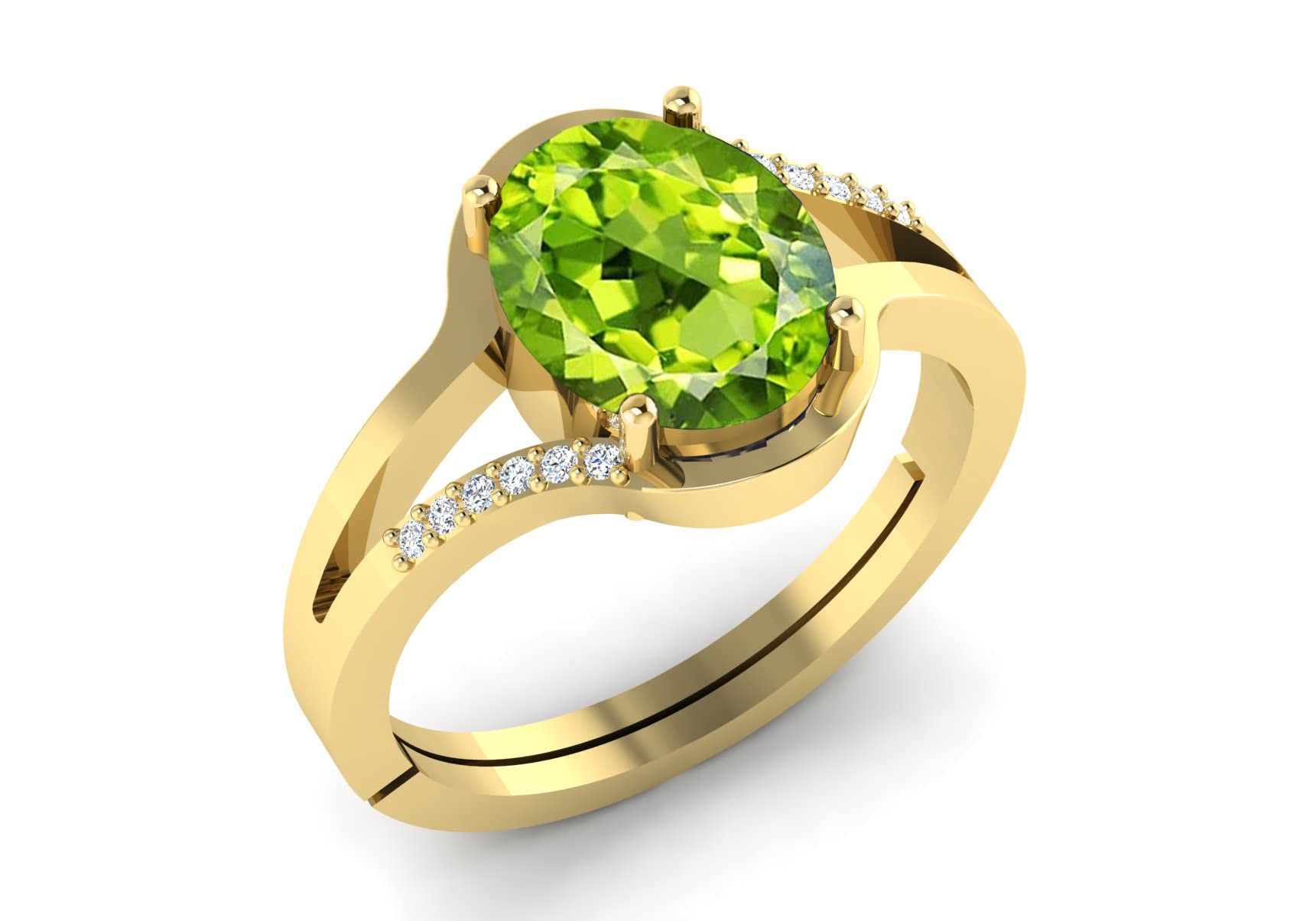 SirDaksh 10.50 Carat Natural Certified Peridot Gemstone Gold Plated Ring For Men And Women