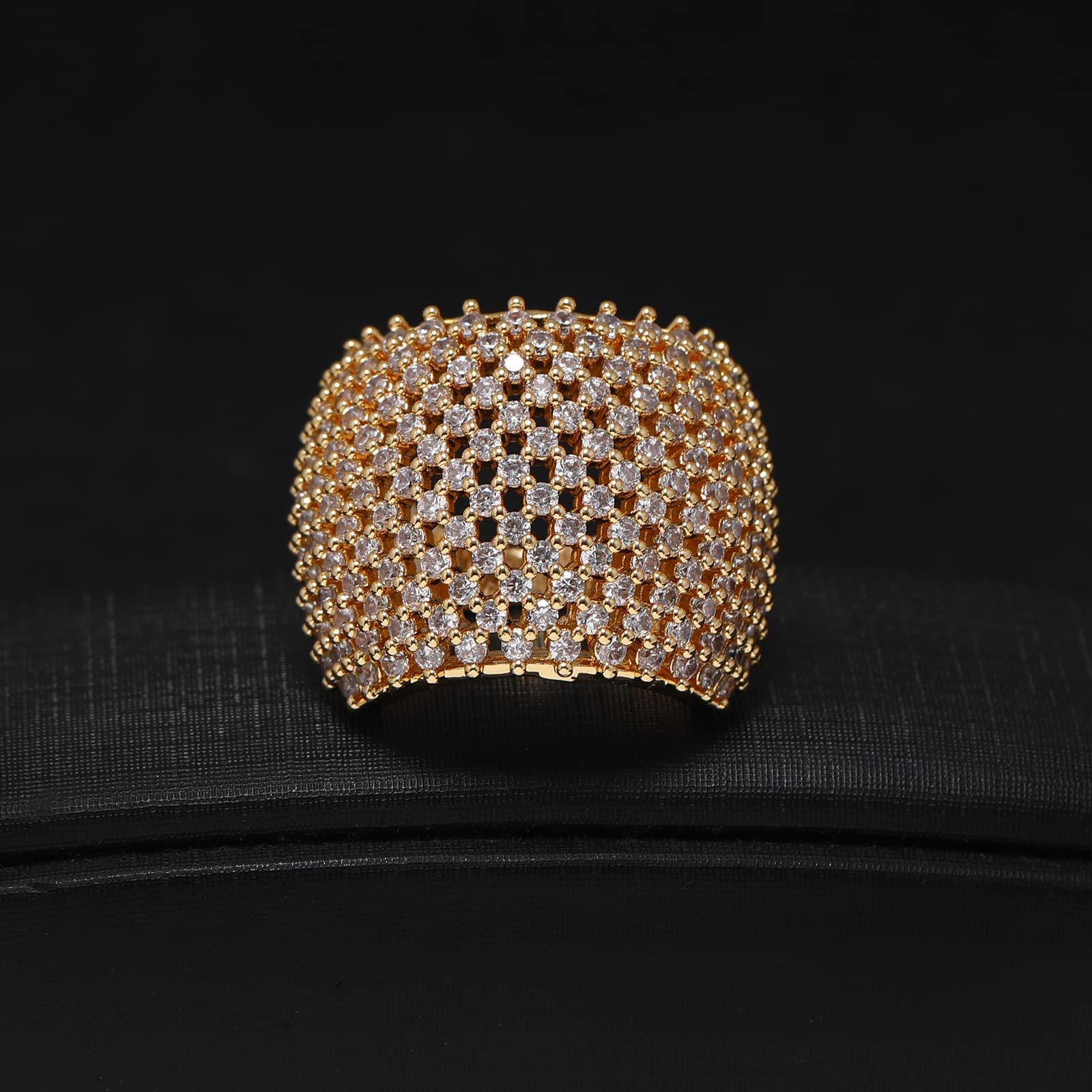 sineed Cubic Zirconia Rings 14K Gold Plating Luxury Diamond Jewelry Wedding Bands Statement Cocktail Rings for Women
