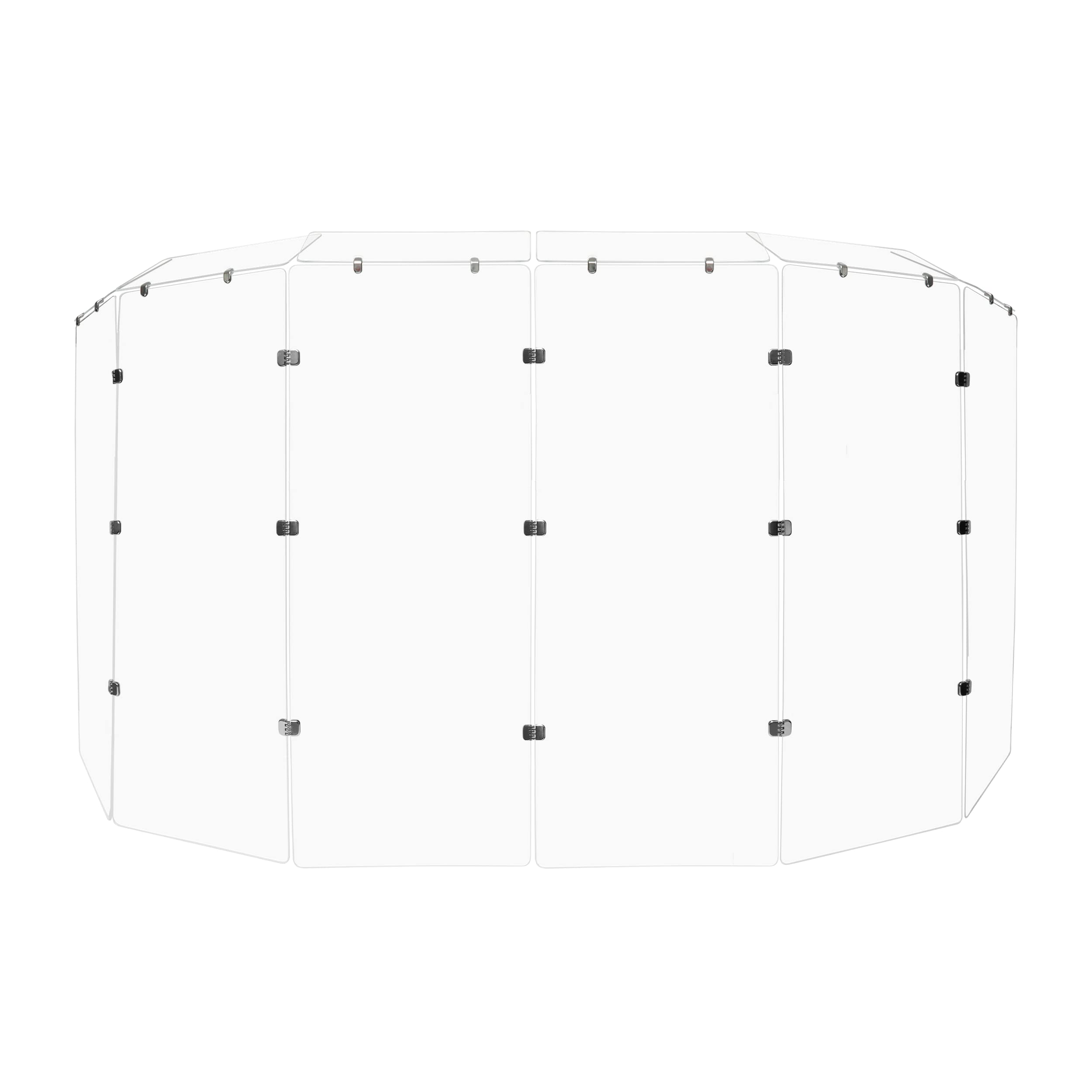 PENNZONI Drum Shield 5ft w/Deflectors & Chrome Hinges, Comes w/ 6 Drum Panels, 6 Deflectors, Chrome Hinges & Deflector Connectors, Premium Clear Acrylic Panels