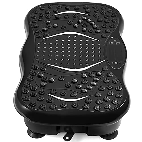 POPSPORT Black Vibration Plate Platform Full Body Exercise 350Lbs LCD 3 Levels Massage Remote Bluetooth USB Music Intelligent Watch Fitness Machine