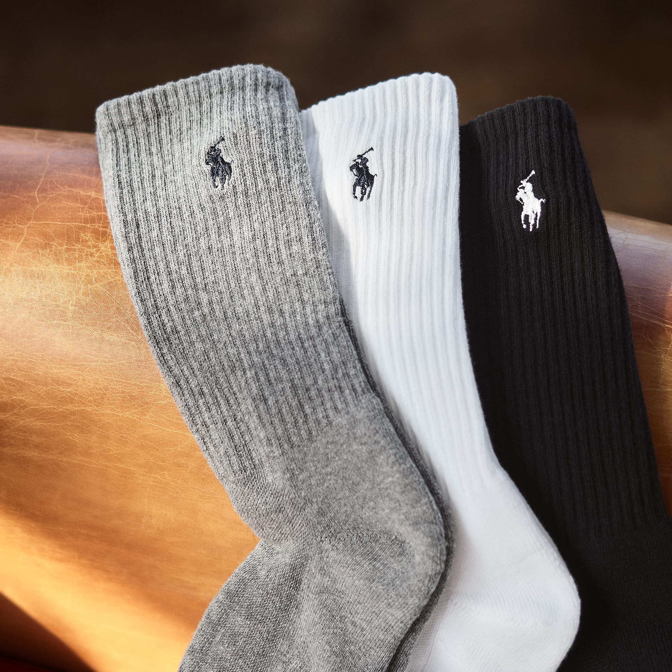 Polo Ralph Lauren Men's Classic Sport Solid Socks 6 Pair Pack - Cushioned Cotton Comfort, White, 6-12.5