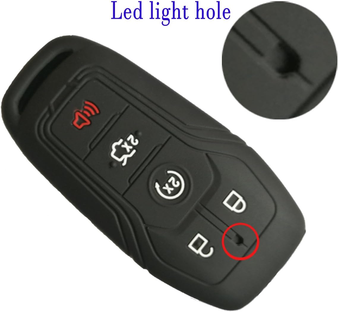 Qty(2) Alegender 5 Buttons Rubber Smart Key Cover Jacket Glove Holder for Ford Fusion Explorer F-150 Mustang Lincoln MKZ MKC Fob Remote