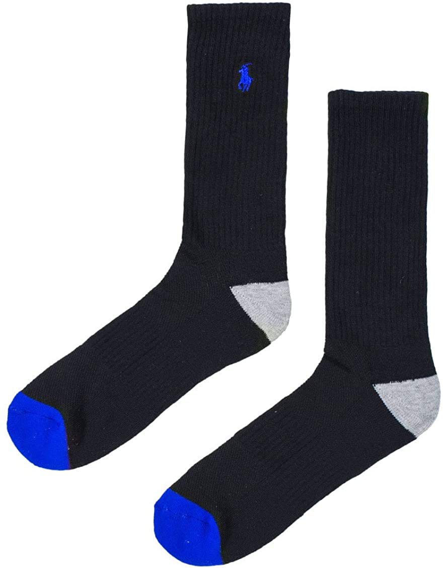 Polo Ralph Lauren 6-Pack Heel Toe and Arch Support Crew Socks Sz 10-13 Fits 6-12.5 White Assorted