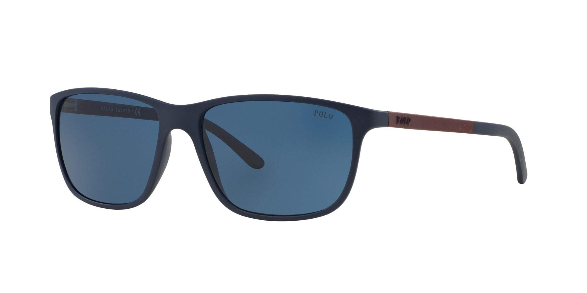 Polo Ralph Lauren Men's PH4092 Square Sunglasses, Matte Blue/Dark Blue, 58 mm