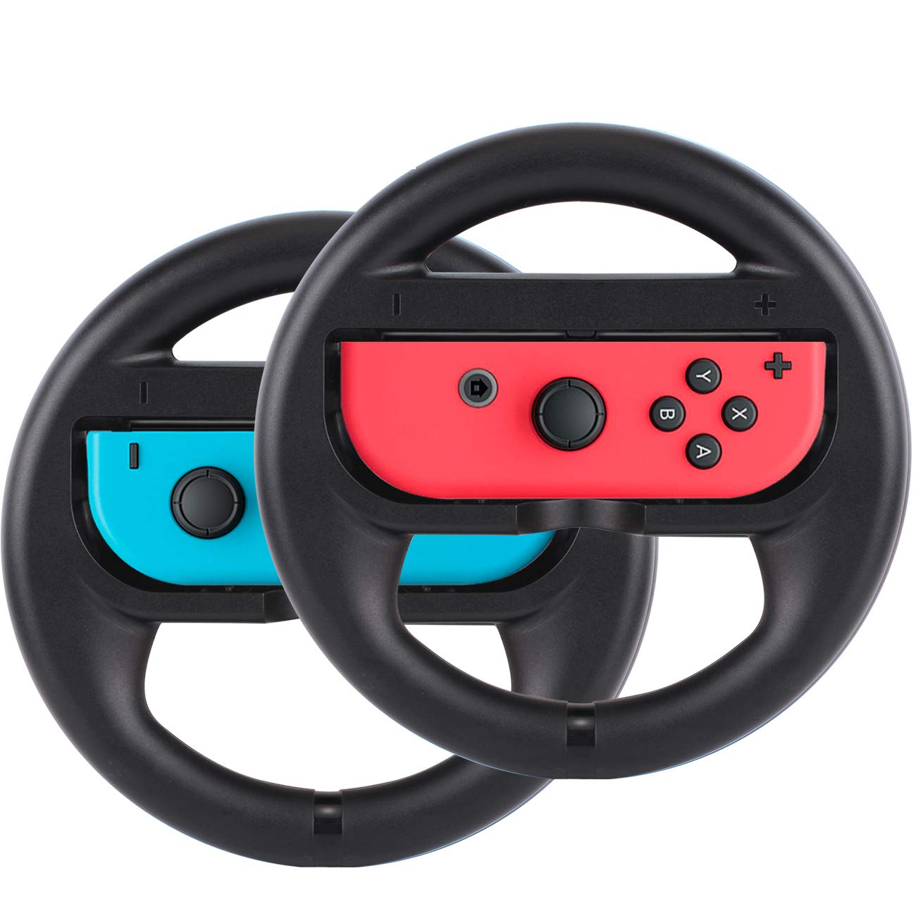 Racing Games Steering Wheel Grip-Suitable for Nintendo Switch Mario Kart, Joy-Con Steering Wheel, Black & Black
