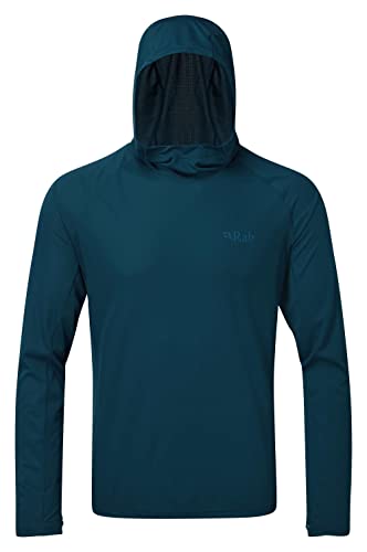 RAB Men's Pulse Hoody Sun Protective Shirt for Hiking and Climbing - Ink - Small