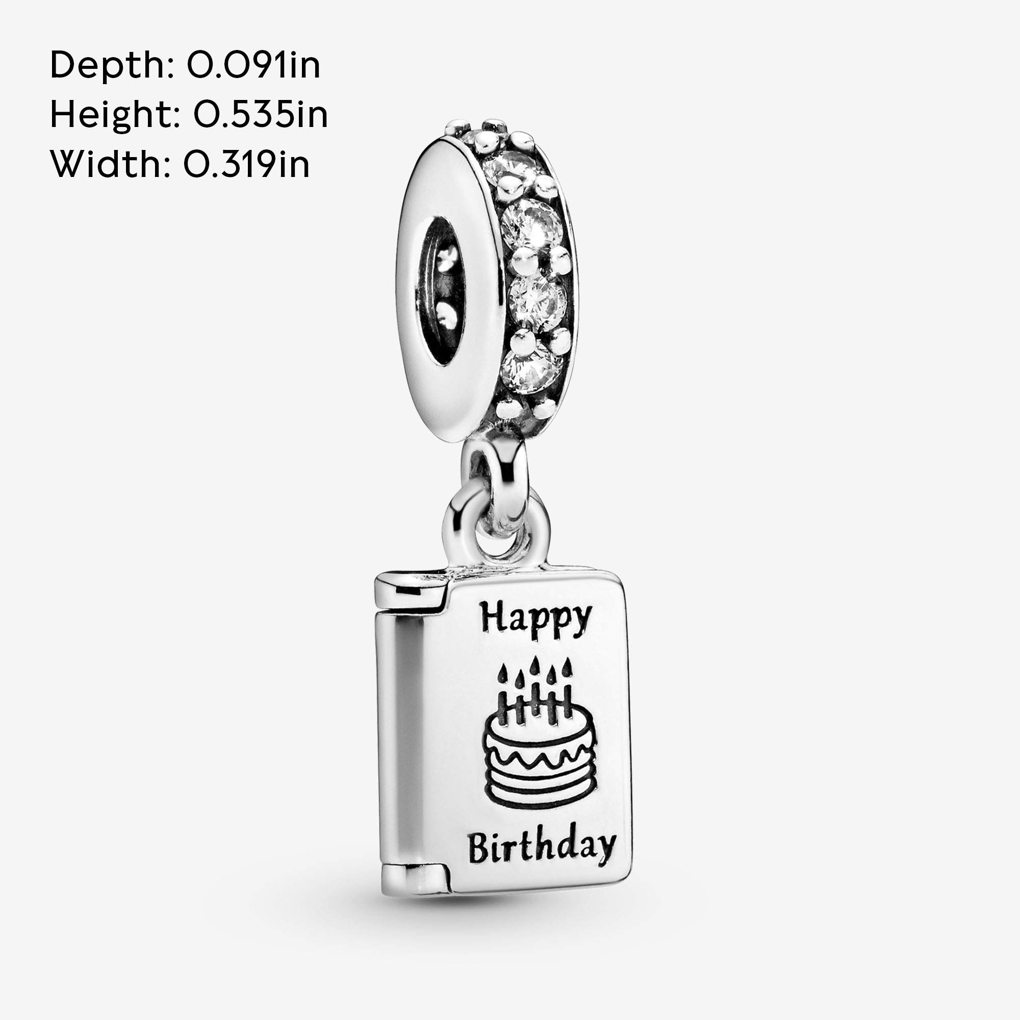 Pandora Jewelry Birthday Card Dangle Cubic Zirconia Charm in Sterling Silver
