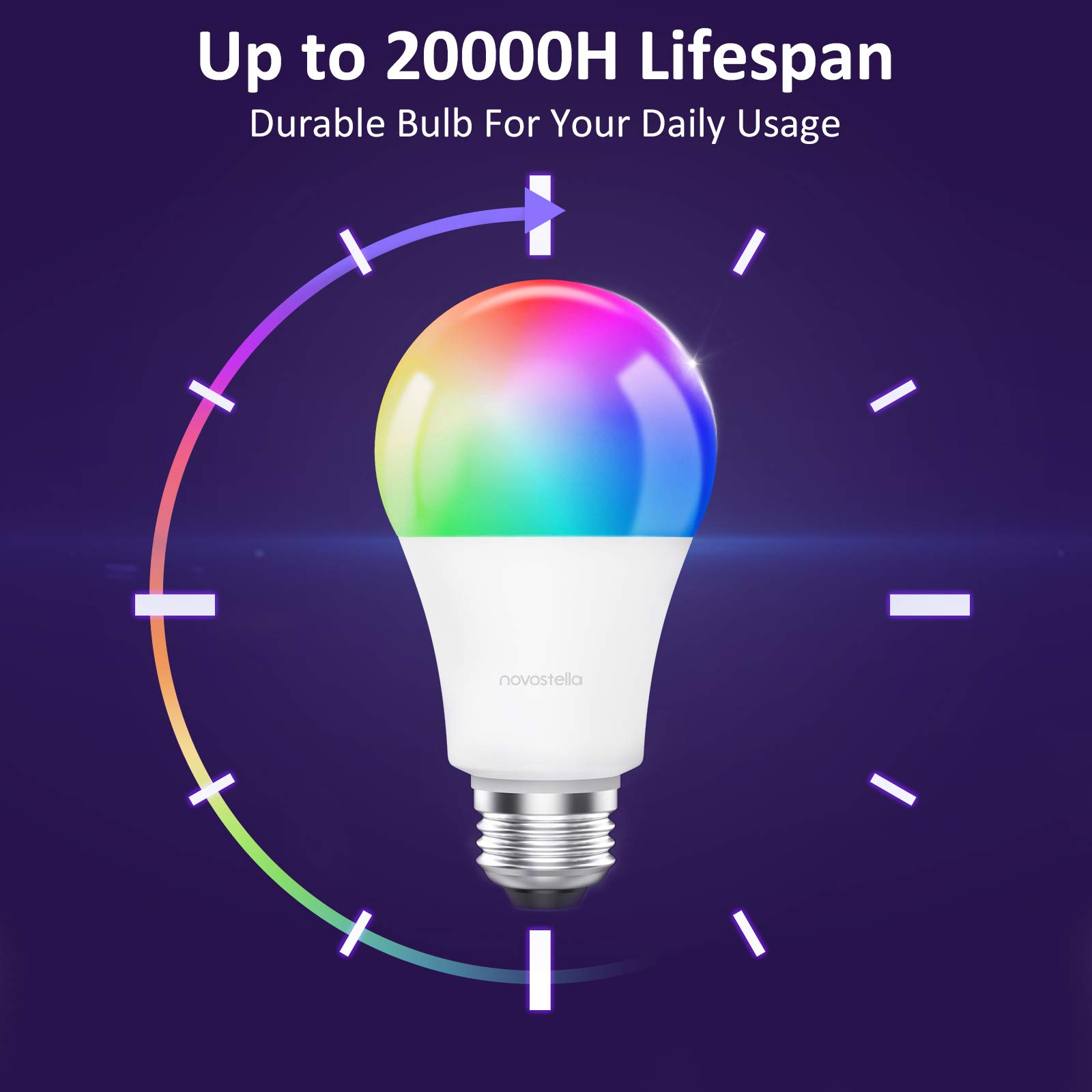 Smart LED Light Bulb, Alexa Light Bulb Color Changing, Soft White (2700K), Multicolored Bulb RGBW A19 9W, E26 Bulb No Hub Required,Compatible with Alexa Google Home, 2 Pack