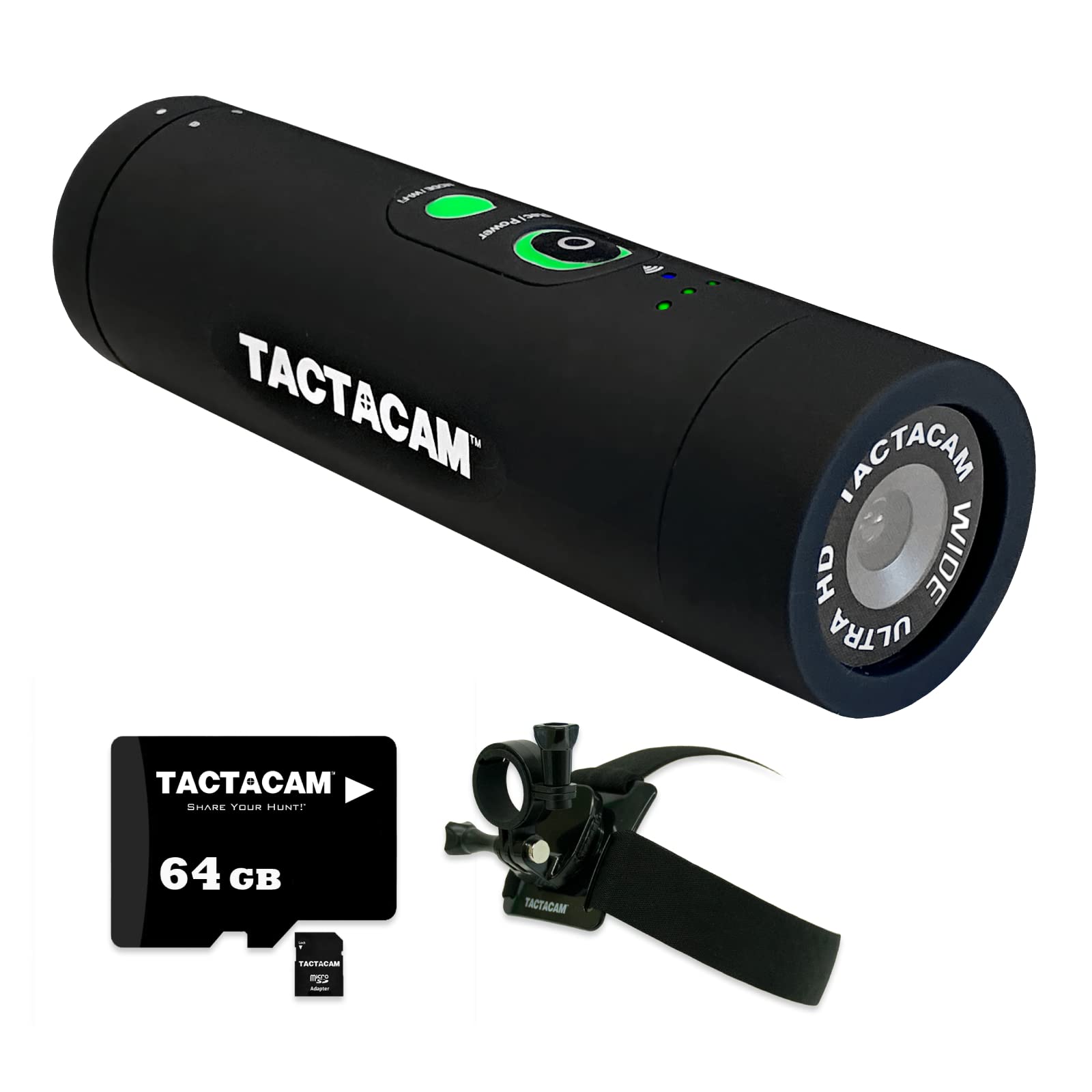 TACTACAM 5.0 Wide Angle Hunting Action Camera + Head Mount, Universal Mount Adapter and 64GB MicroSD Card