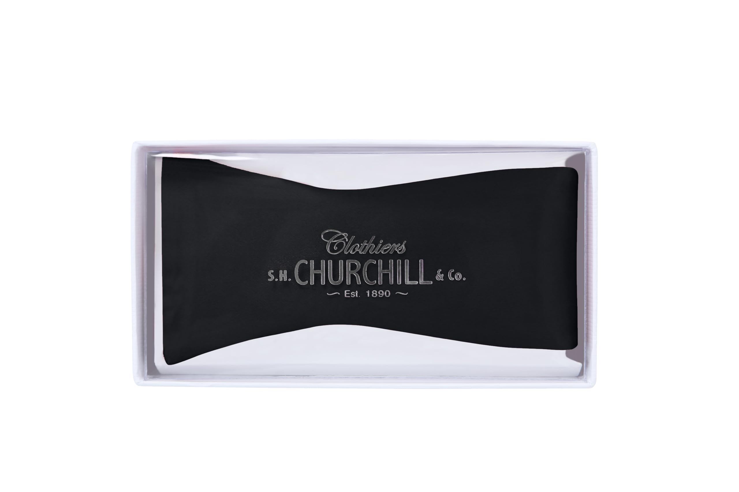 S.H. Churchill & Co. 100% Silk Formal Bow Tie, Solid 16MM Silk Self Tie, Wedding & Tuxedo Bowties Black