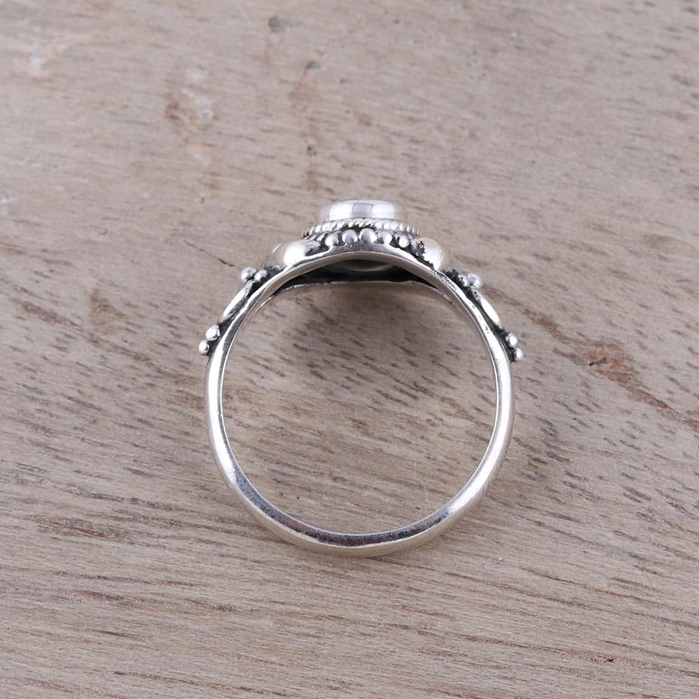 NOVICA Artisan Handmade Peridot Cocktail Ring Traditional from India Sterling Silver Red Single Stone Marsala Birthstone Gemstone [ring Front 0.5 in L x 0.4 in W x 0.2 in H Band Width 3 mm W] '