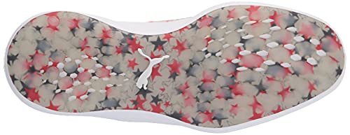 PUMA Men's Ignite Fasten8 USA Golf Shoe, White-Navy Blazer-High Risk Red, 7