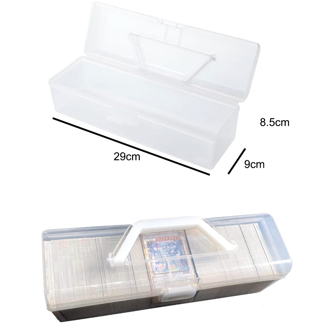 YUZUHOME Clear Yugioh Card Box, Yugioh Cards Case,Storage Boxes With Handle for Yugioh Cards, White 1Pack
