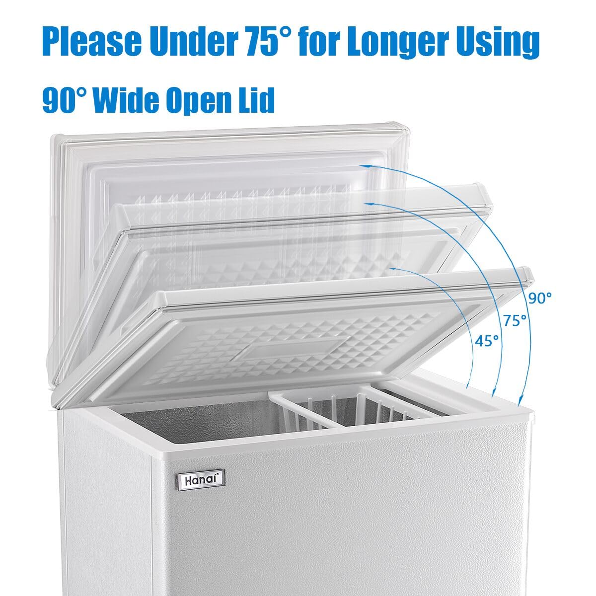 WANAI 5.0 Cu.Ft Compact Chest Freezers with 7 Adjustable Thermostat Top Open Door Freezer Compressor Cooling with Removable Storage Basket, Energy Saving Perfect for Home Bar Dorm or Apartment, Black