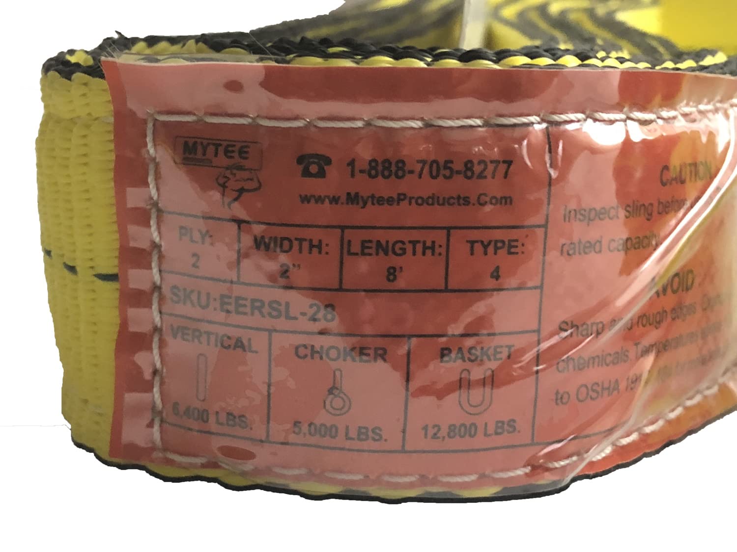 Mytee Products 2 Pack 2" x12' Web Lifting Sling - 6400 LBS WLL Vertical Lift Straps Twisted Eyelets 2-Ply - Choker (5000# WLL) & Basket (12,800# WLL)
