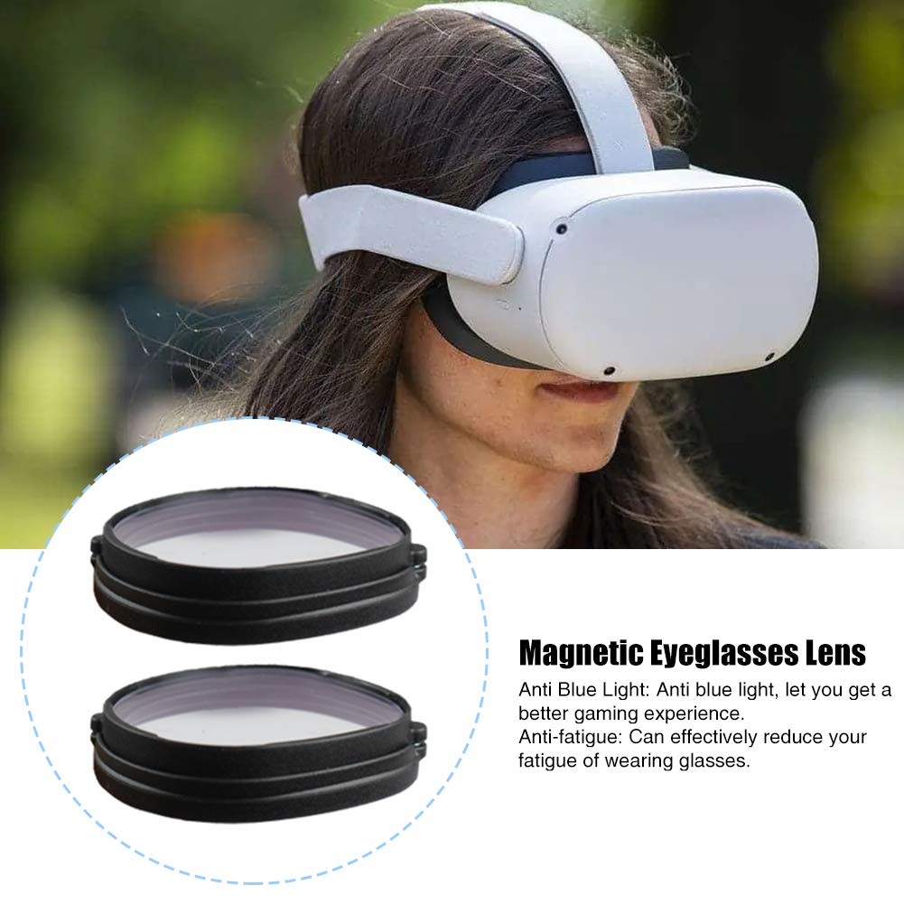 RV77 Anti-Blue Light Lens for Oculus Quest 2, Magnetic Eyeglasses Frame for Oculus Quest VR Headset, Relieve Fatigue Easy-to-Install Frame(Black)