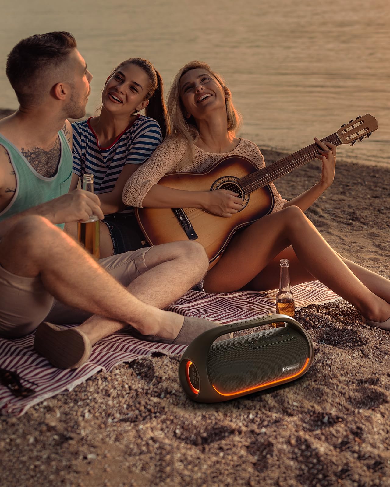 Tronsmart Bang(Upgraded) 60W Bluetooth Speakers with Subwoofer, IPX6 Waterproof Loud Bluetooth Speaker with 7 LED Color Light, 24H Playtime Bluetooth Portable Speaker with Handle for Outdoor, Party