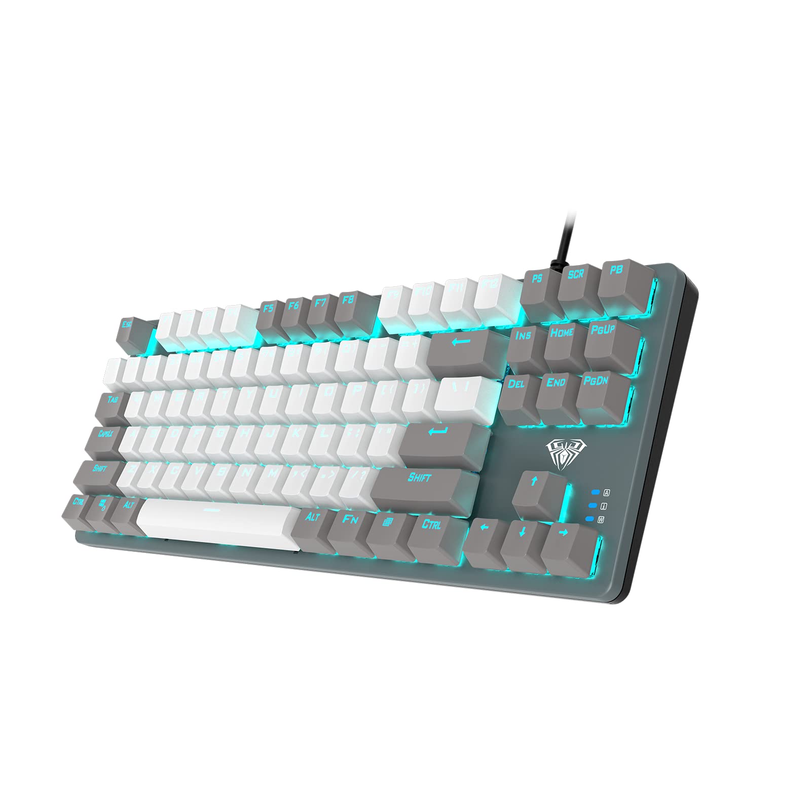 ZDawnn Wired Mechanical Gaming Keyboard Tenkeyless,80% Compact 87 Keys LED Backlight,Hot Swappable Blue Switch TKL Mechanical Keyboard for Computer and Laptop (White/Gray)