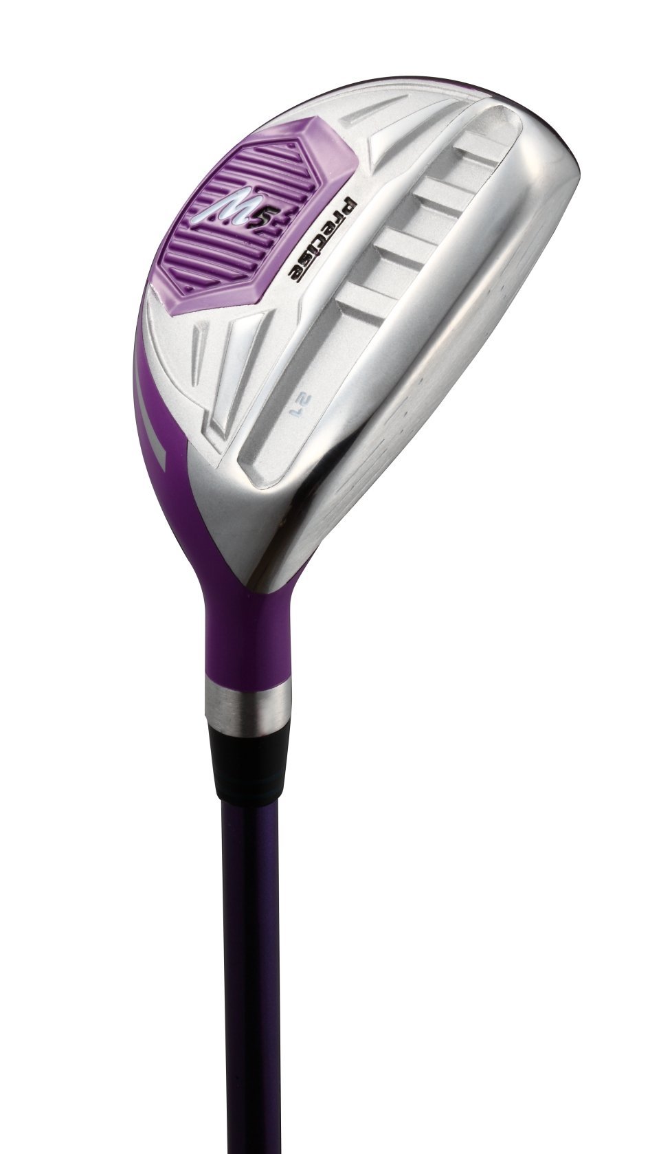 Precise M5 Ladies Womens Complete Right Handed Golf Clubs Set Includes Titanium Driver, S.S. Fairway, S.S. Hybrid, S.S. 5-PW Irons, Putter, Stand Bag, 3 H/C's Purple (Right Hand)