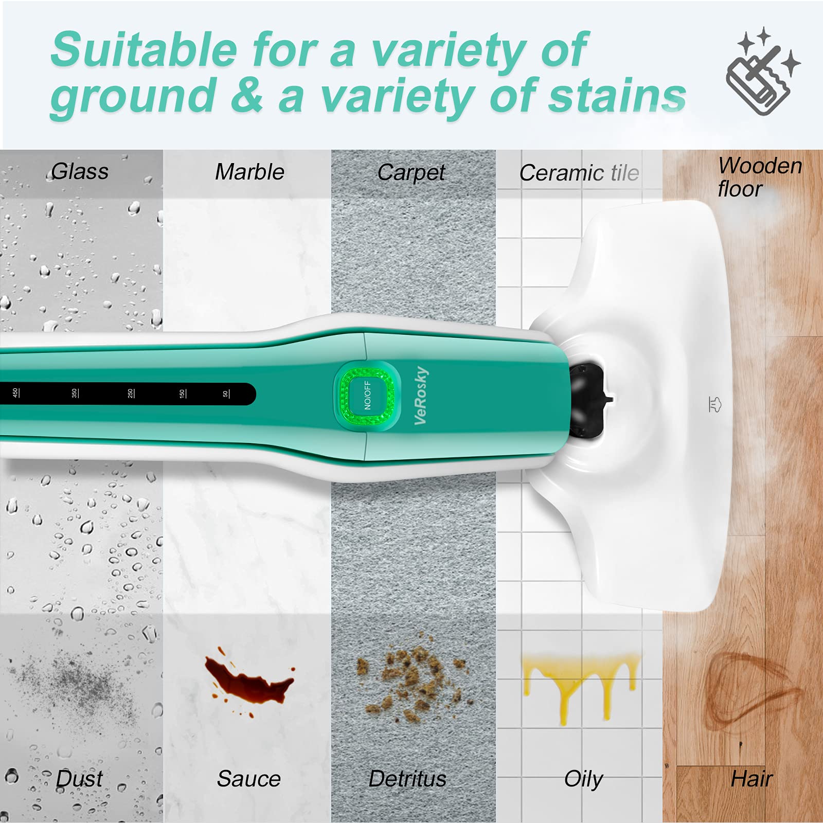 Steam Mop, Steamer for Cleaning Hardwood Floor Cleaner for Tile Grout Laminate Ceramic, Lightweight Steam Mops Machine with 3 Steam Levels