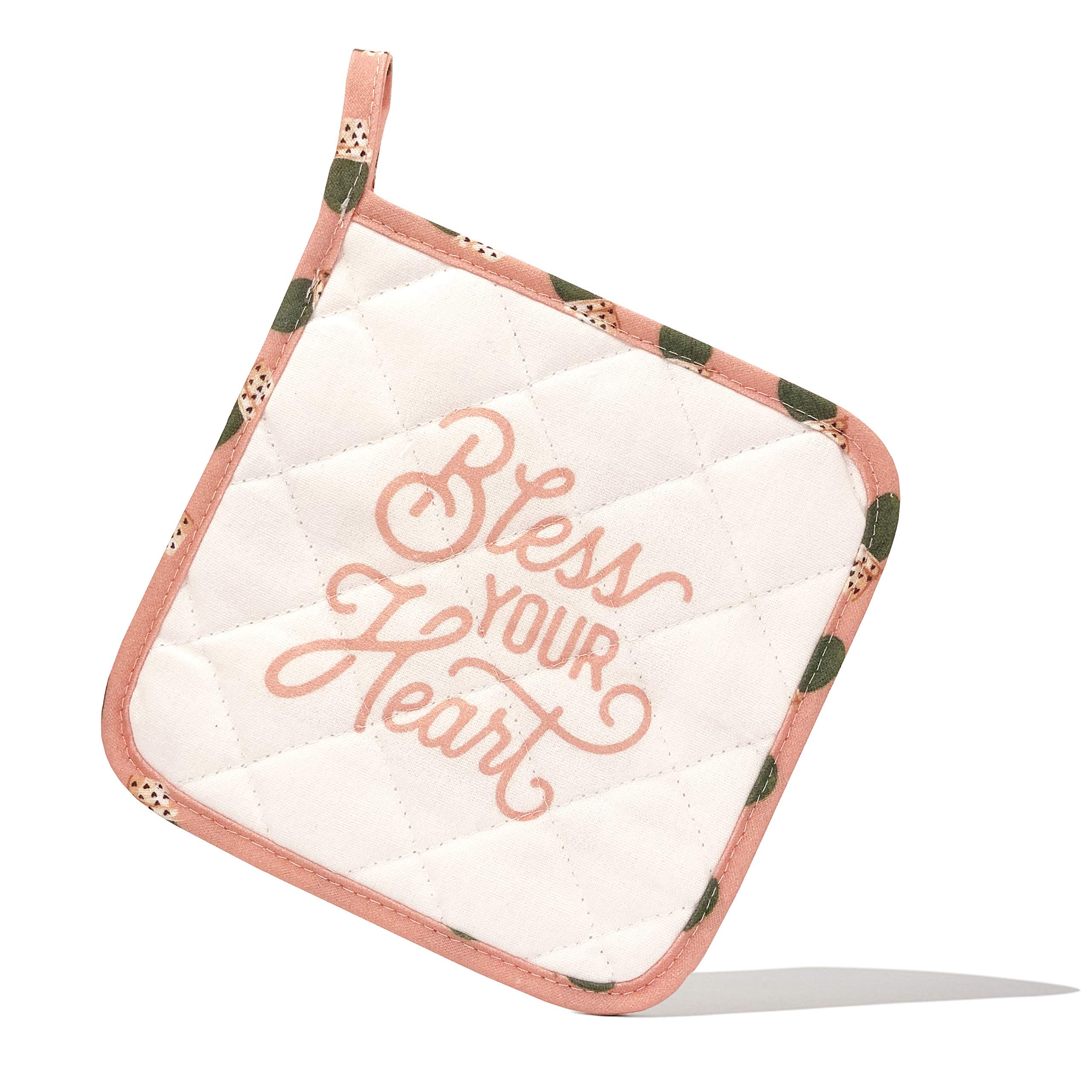 Texas Pot Holder with Bless Your Heart Cactus Design in Quilted Cotton Texas Gift