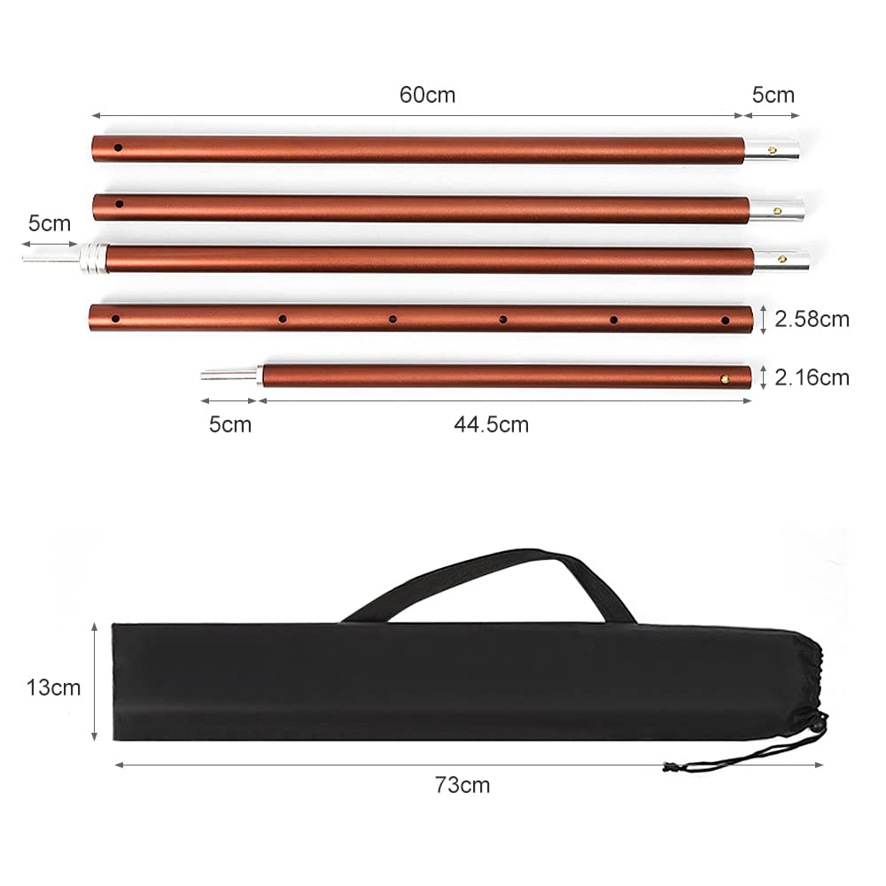 Taruor Telescoping Tarp Poles,2.9M Awning Support Tent Poles Lightweight Foldable Aluminum Tarp Poles Stands for Canopy Awning Shelter Frames