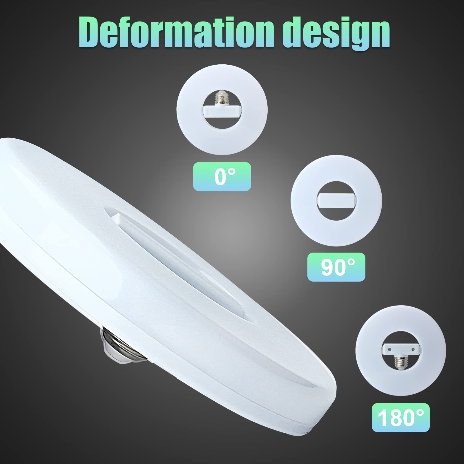 UFO LED Light Bulb, 3600LM 6500K Flat LED Light Bulb, 40W LED Ceiling Light Bulb, Easy-Installation Energy Saving LED Lamp with Folded E27 Base for Home Lighting, Garage, Workshop, Basement