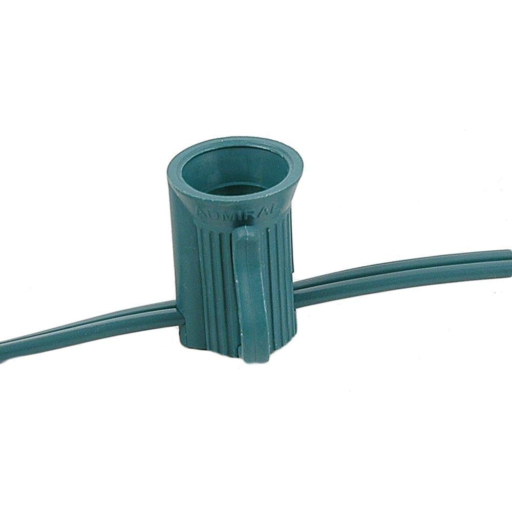 Novelty Lights 250 Foot C7 Christmas Stringer Bulk Reel, Green Wire, 12" Spacing, Candelabra Base (C7/E12), SPT-1 8 AMP Wire