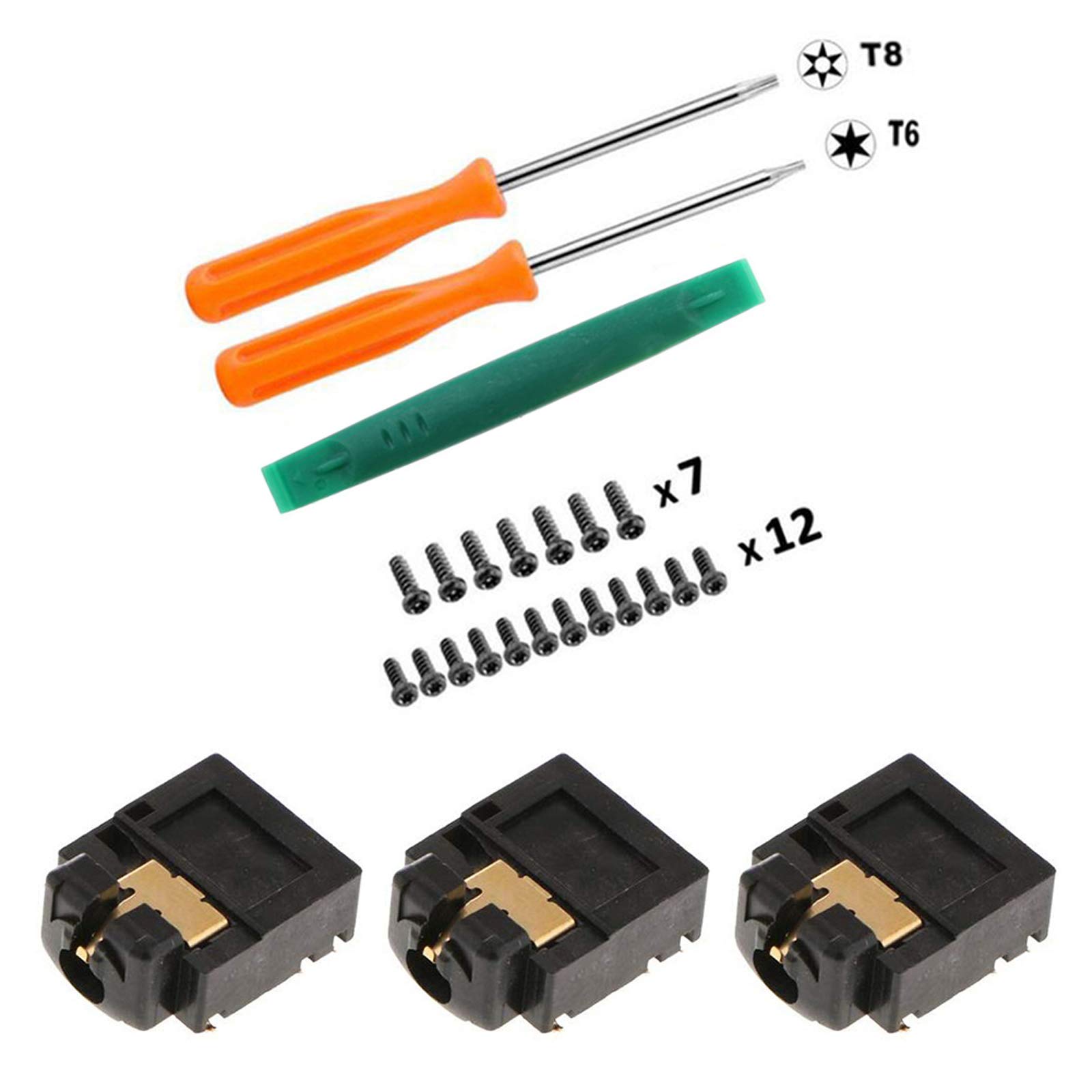 Onyehn 3pcs Replacement Headphone Jack Plug Port 3.5mm Headset Connector Port Socket(with Screw Repair kit) for Xbox ONE S Wireless Controller Model 1708 Replacement (3 Pack)