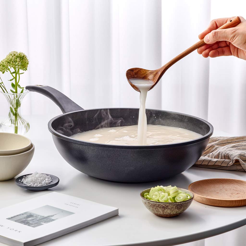 The Premium Nonstick Wok, Skillet, Saucepan Monster Cooker which is applied Quantanium Coating, Durable and Large size, Saucepan, Frying Pan, Black Pan
