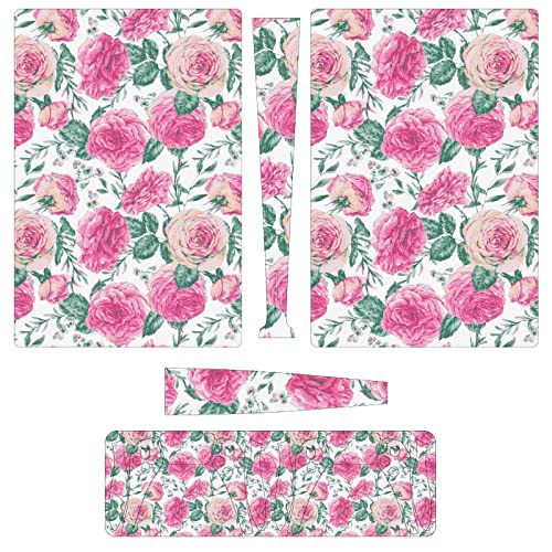 Vintage Floral Full Protective Skin Cover Design Wrap Decal Sticker Compatible with PS5 Digital Edition Console and Controller