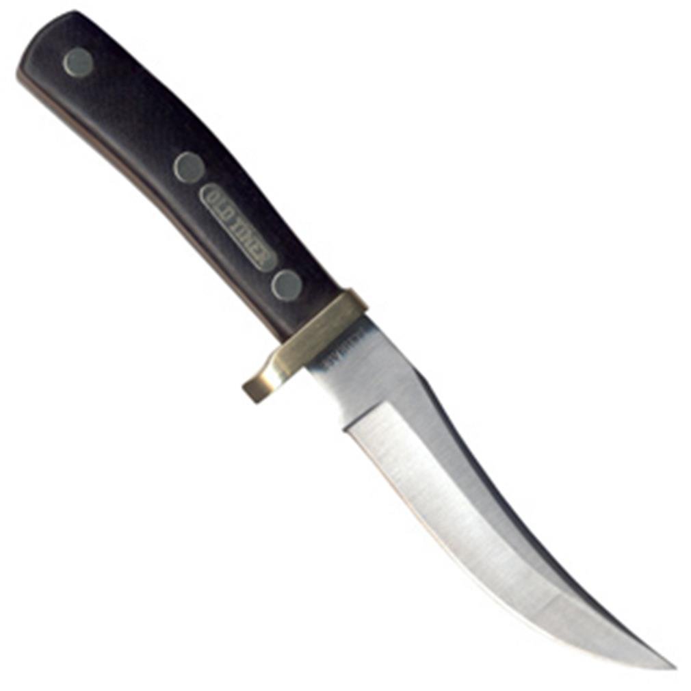 Old Timer 160OT Mountain Lion 9.3in High Carbon S.S. Full Tang Fixed Blade Knife with 5in Clip Point Blade, Black Sawcut Handle, and Leather Belt Sheath for Hunting, Camping, EDC, and Outdoors