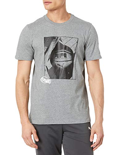 PUMA mens Photo-real Bball Tee T Shirt, Medium Gray Heather, X-Small US