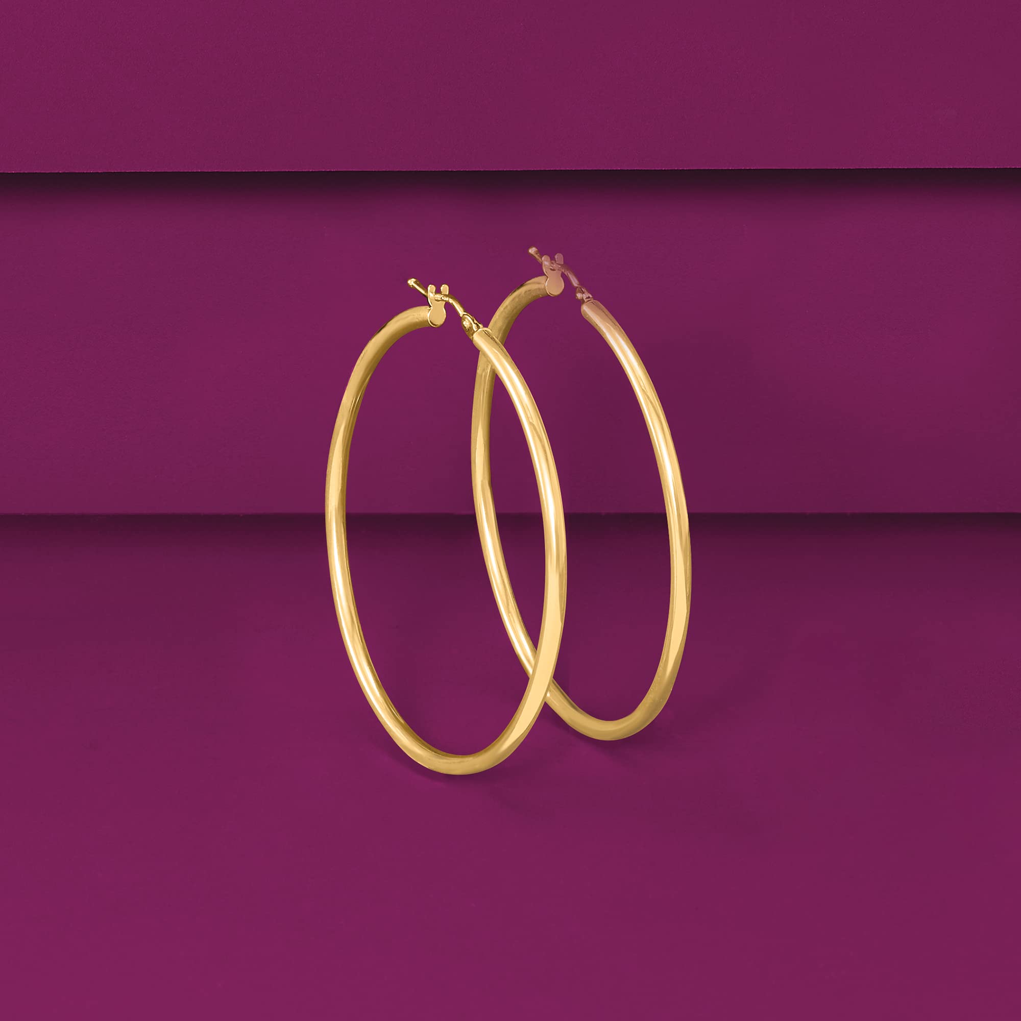Ross-Simons Italian 2mm 18kt Yellow Gold Hoop Earrings