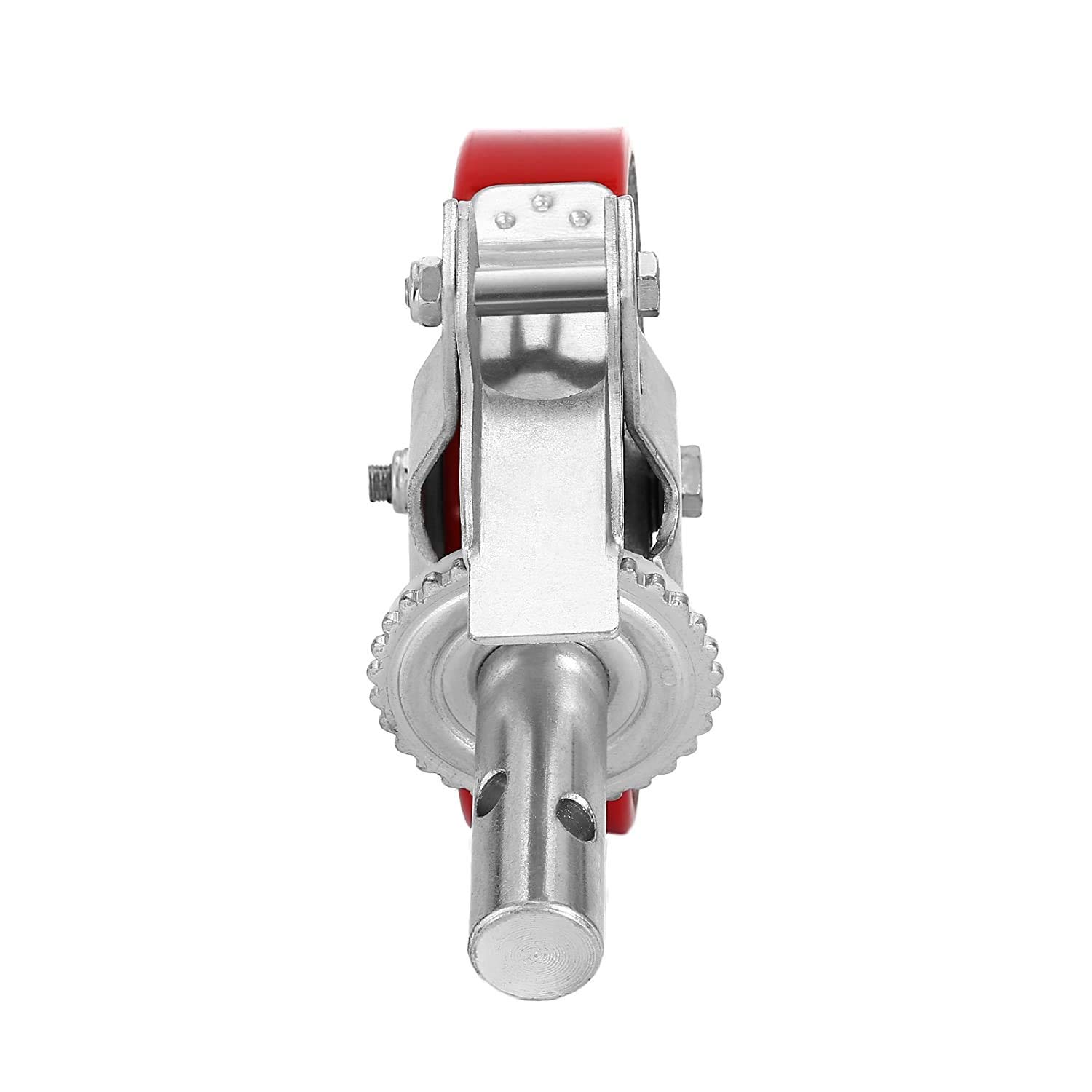 OrangeA Scaffold Casters, 8" (Set of 4) - Scaffolding Wheels Heavy Duty, 4400 Lbs Per Set - Stem Swivel Casters with Brake, Red Polyurethane - Replacement for Scaffold, Shelves, Workbench