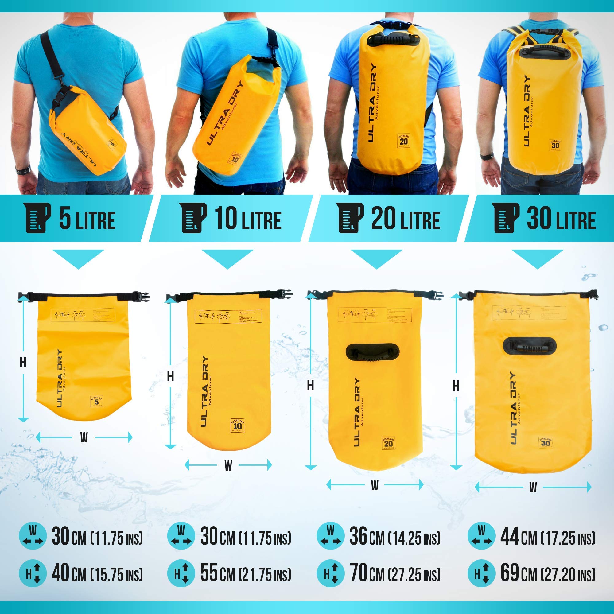 Premium Waterproof Backpack, 30 L Bag, Sack with Phone Dry Bag and Adjustable Padded Shoulder Straps, Perfect for Hiking | Kayaking/Boating/Canoeing/Fishing/Rafting/Camping