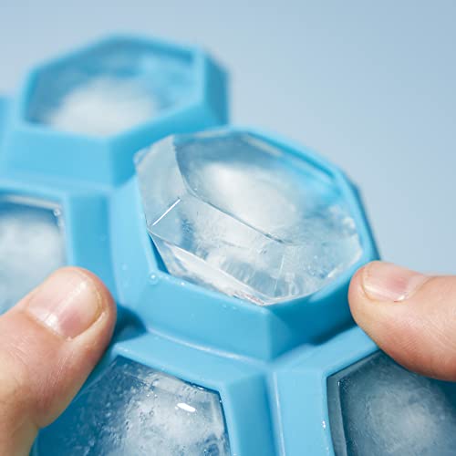 TrueZoo Diamond Silicone Mold Tray for Whiskey Bath Bombs, Candy, Soap, and DIY Crafts, Dishwasher Safe, 1.75", Blue, Set of 1, Makes 6 Ice Cubes