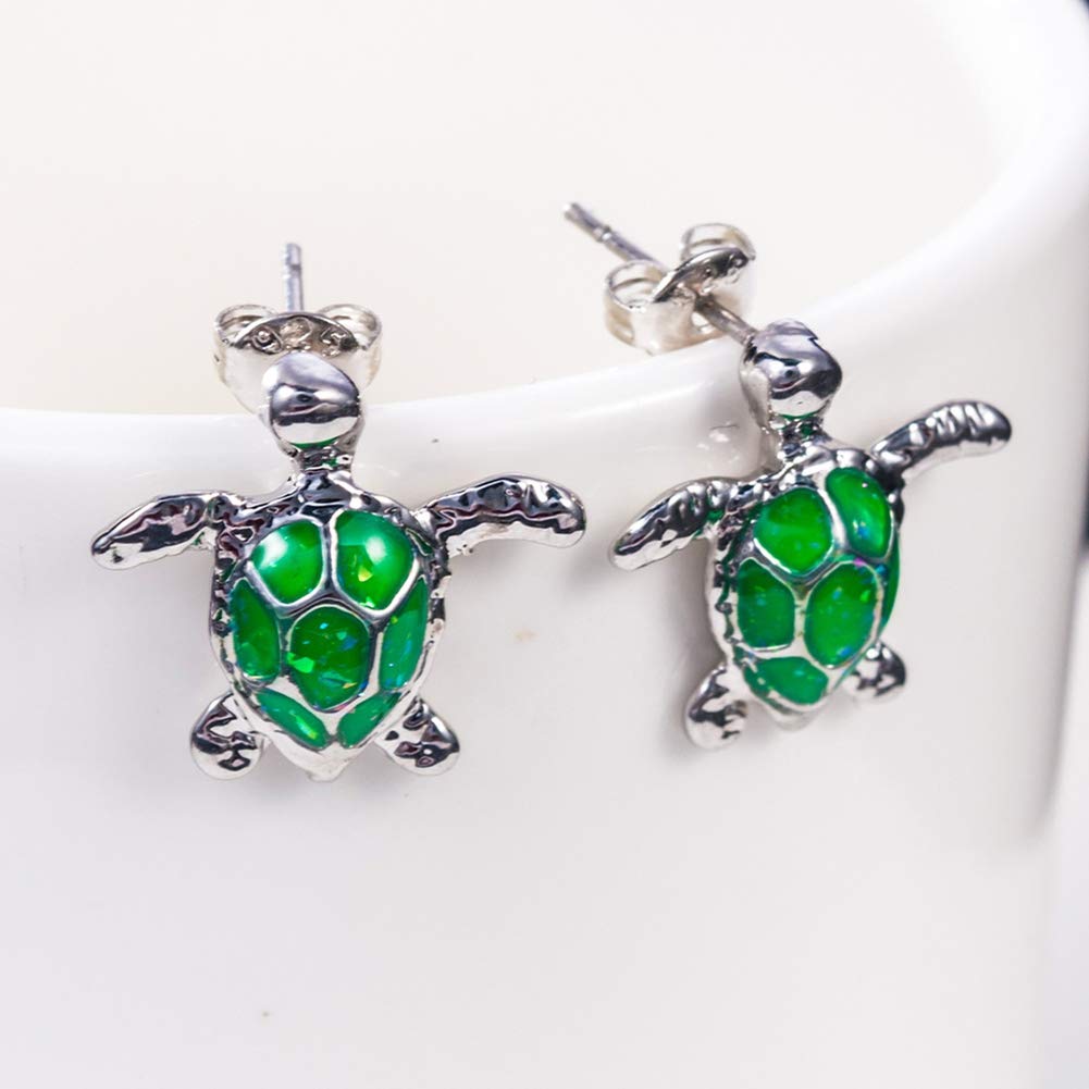 Shuning 5 Pairs Turtle Earrings Blue Opal Turtle Jewelry Cute Turtle Stud Earrings for Women Hypoallergenic