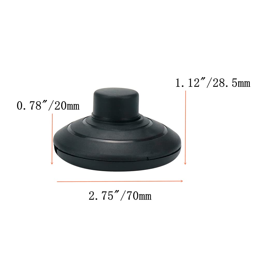 Tsnamay Black Floor Foot Switch,Round Floor Foot Switch Inline, Plastic Inline Foot Pedal Lamp Switch w/Push Step-on-Button for LED Light On-Off Control