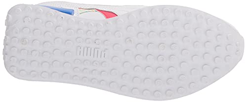 PUMA womens Future Rider Sneaker, Puma White-sunblaze-green Glare, 10 US