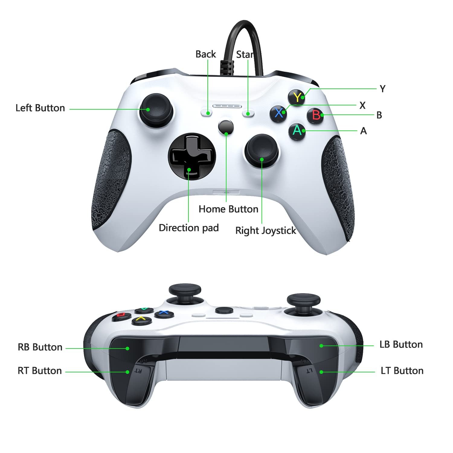 Puning Wired Controller Replacement for Xbox One Controller,Wired Gamepad Joystick with Dual Vibration Compatible with Xbox One S/X and Win 7/8/10