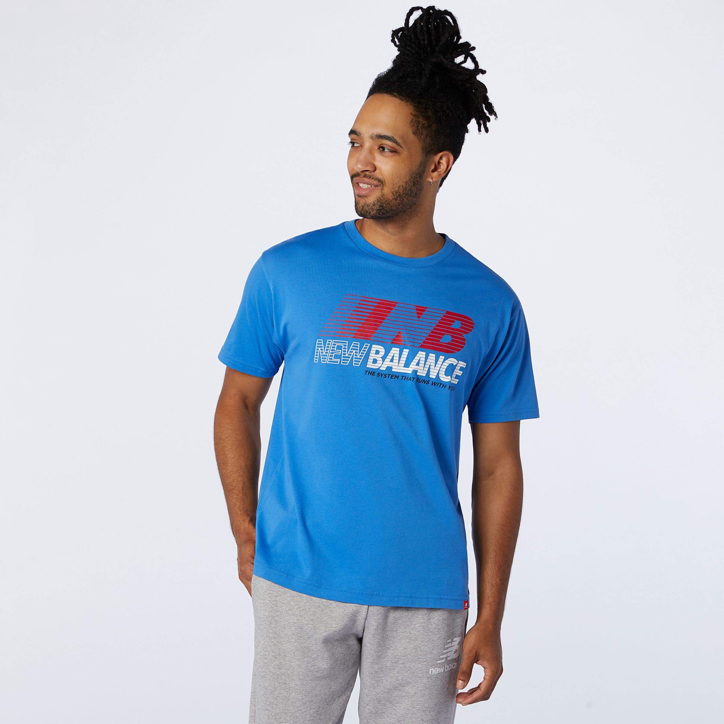 New Balance Men's NB Essentials Speed Action Short Sleeve, Faded Cobalt, Small