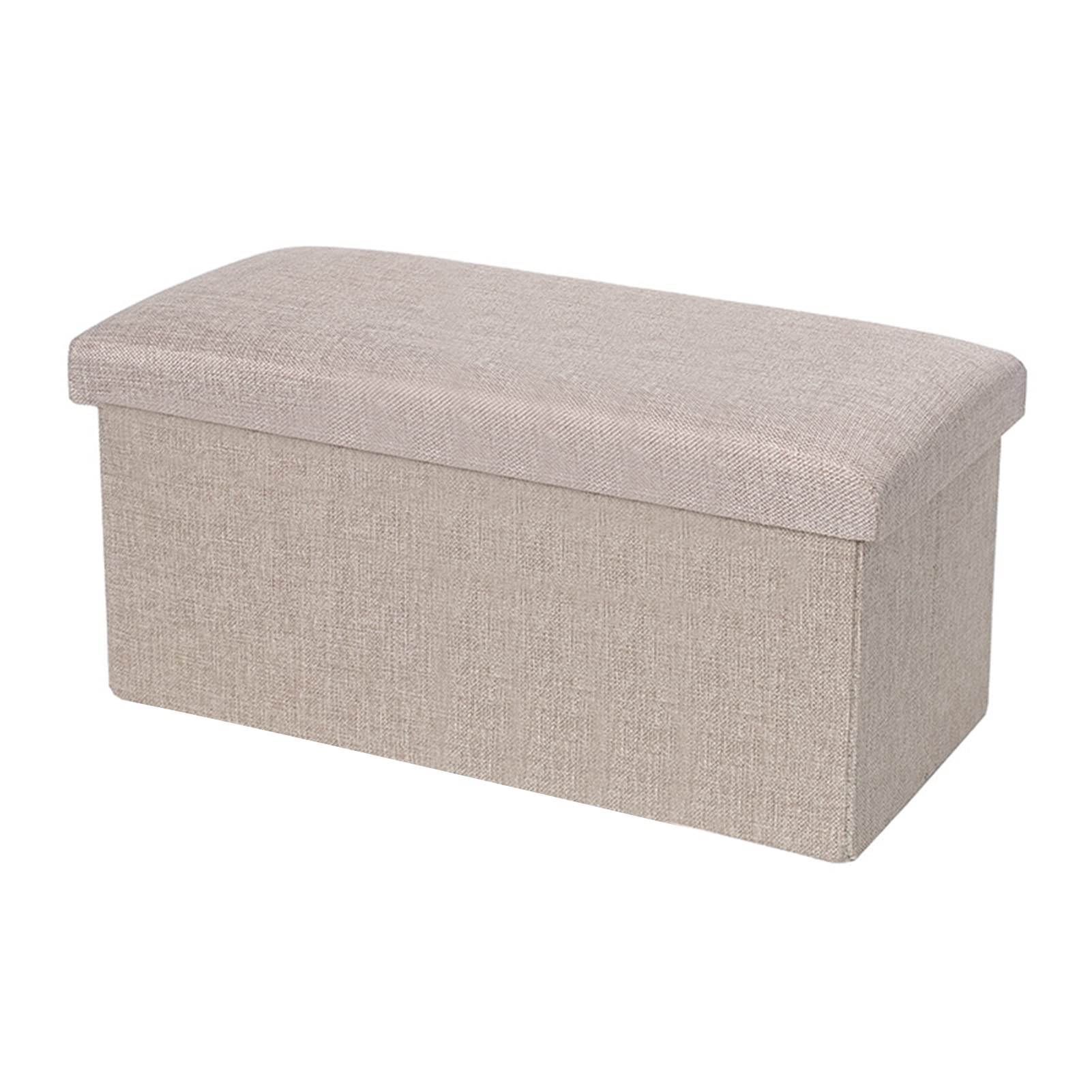 Reheyre Folding Storage Box Footrest Stool Toy Box Chest, Versatile Fabric Storage Cube Seat for Home, Collapsible Bench Furniture for Living Room Beige 30cm