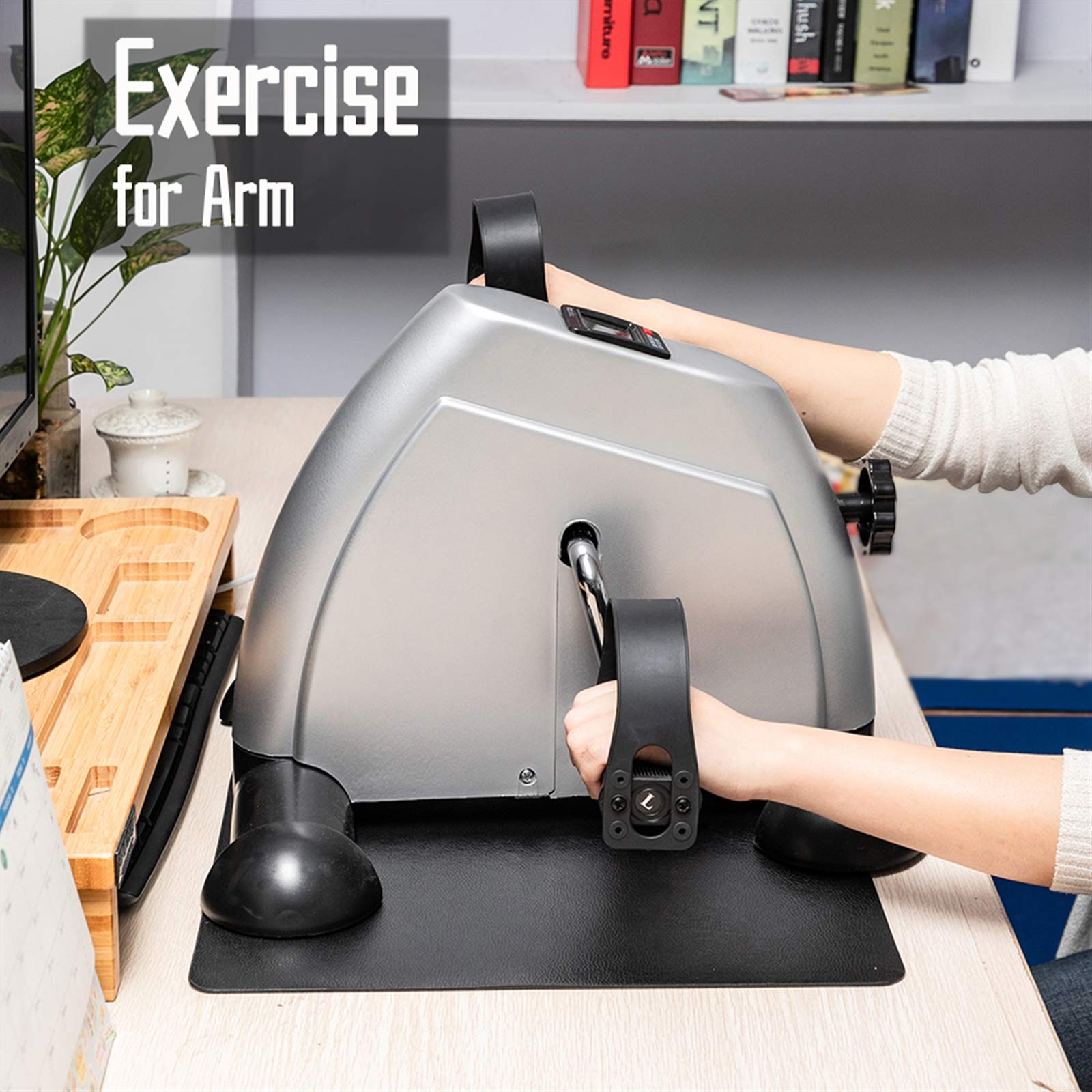 YUFUDE Mini Exercise Bike, Under Desk Bike Pedal Exerciser Foot Cycle Arm & Leg Pedal Exerciser with LCD Screen Displays