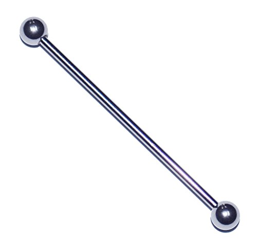 Painful Pleasures 14g Industrial Barbell 14 Gauge 316L Stainless Steel Straight Body Piercing Ring Cartilage Earring Jewelry 1 1/4 1 3/8 1 1/2 1 3/4 2 (1 5/8" Long-5mm Ball)